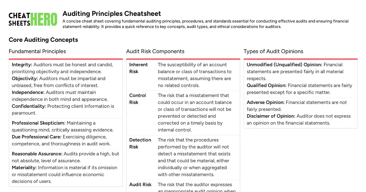 Auditing Principles Cheatsheet | Cheat Sheets Hero
