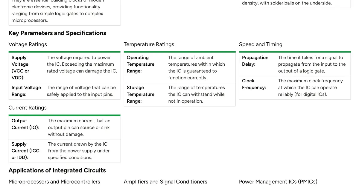 Integrated Circuits (ICs) Cheat Sheet Cheatsheet | Cheat Sheets Hero