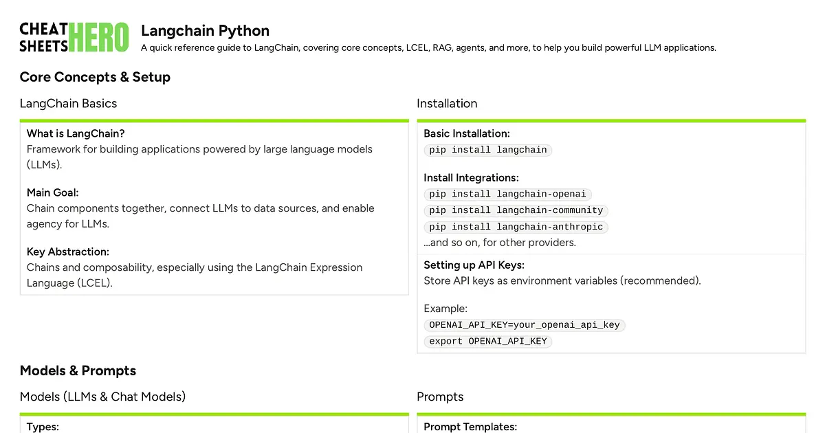 Langchain Python Cheatsheet Cheat Sheets Hero
